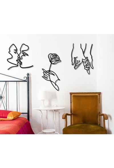 İmpivo Love Temalı 3 Parça Dekoratif Tablo İmpivo Love Temalı 3 Parça Dekoratif Tablo