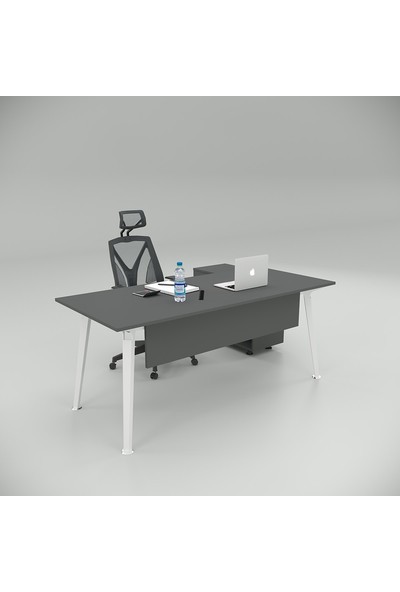 Akr Ofis Smart Çalışma Masası Antrasit (80CM Alt Etajerli)