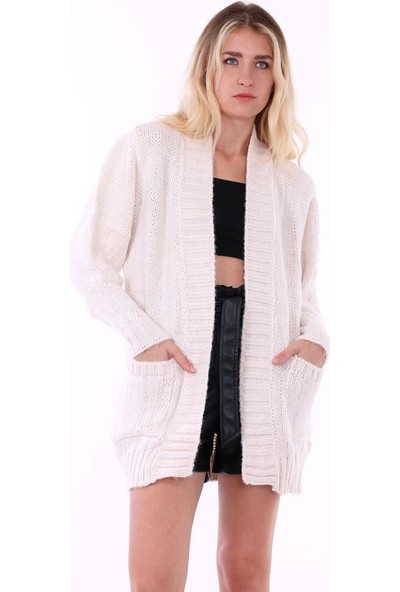 Hitapu Hipatu Kalın Cepli Tivtik Ekru Hırka