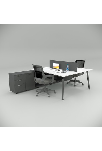 Akr Ofis Smart Ikili Çalışma Masası Workstation Beyaz (320 cm Alt Etajerli) Akr Ofis Smart Ikili Çalışma Masası Workstation Beyaz (320 cm Alt Etajerli)