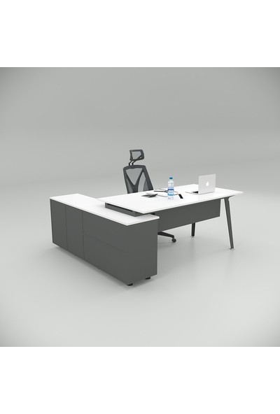 Akr Ofis Smart Çalışma Masası Beyaz (160CM Alt Etajerli)