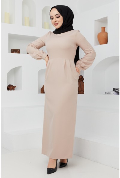 İmaj Butik Tesettür Kalem Elbise/bej
