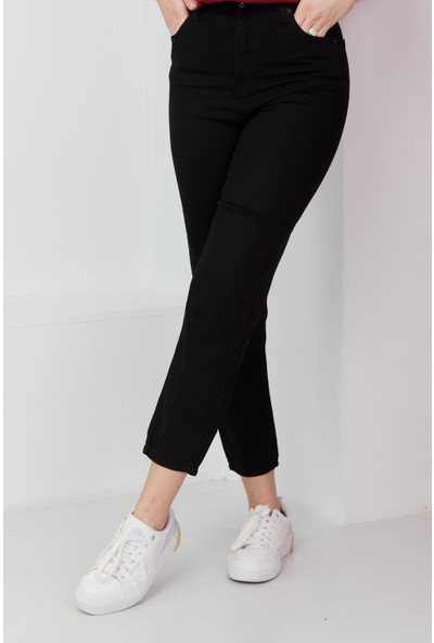 İmaj Butik Tek Düğmeli Mom Jean/siyah