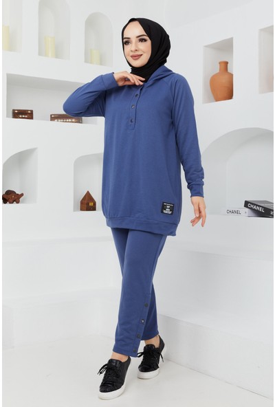 İmaj Butik Çıtçıtlı Iki Iplik Tesettür Takım/indigo