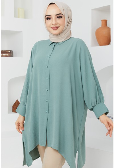 İmaj Butik Yarasa Kol Salaş Tesettür Tunik/mint