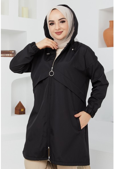 İmaj Butik Kapşonlu Tesettür Yağmurluk/siyah İmaj Butik Kapşonlu Tesettür Yağmurluk/siyah