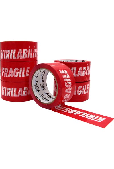 Boss Tape Fragile Kırılır Uyarı Hotmelt Koli Bandı 6'lı Boss Tape Fragile Kırılır Uyarı Hotmelt Koli Bandı 6'lı