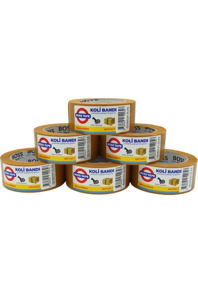 Boss Tape Hotmelt Koli Bandı Taba 45 mm x 100 mt 6'lı Boss Tape Hotmelt Koli Bandı Taba 45 mm x 100 mt 6'lı