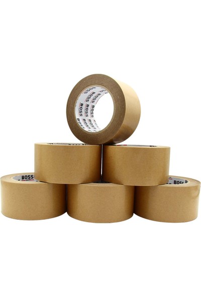 Boss Silikonlu Kağıt Kraft Bant 6 Adet 60mmx40mt