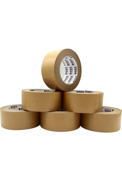 Boss Silikonlu Kağıt Kraft Bant 6 Adet 45mmx40mt