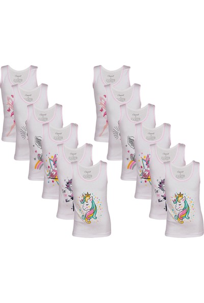 Onurel Kız Çocuk 12'li Baskılı Geniş Askı Atlet Onurel Kız Çocuk 12'li Baskılı Geniş Askı Atlet