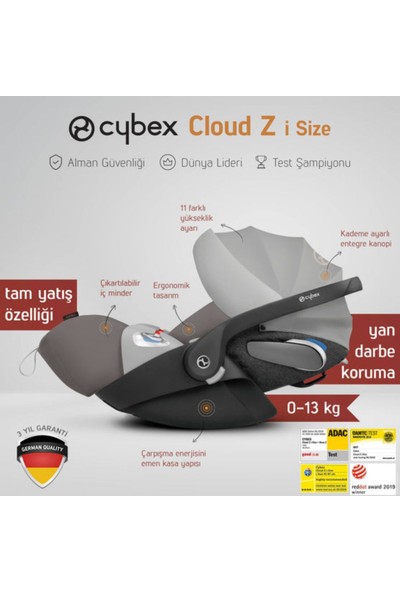 Cybex Cloud Z (0-13 Kg) Tam Yatan Ana Kucağı - Soho Grey Cybex Cloud Z (0-13 Kg) Tam Yatan Ana Kucağı - Soho Grey