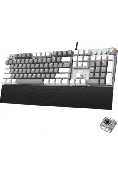Aula F2088 Pbt Keycap 108 Anahtar Kablolu Oyun Klavvari Siyah Beyaz (Yurt Dışından)