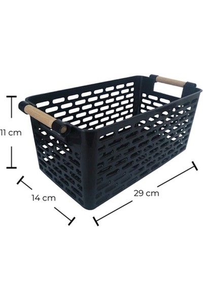 Adissa 1 Adet Ahşap Renk Plastik Saplı Organizer Sepet Siyah Adissa 1 Adet Ahşap Renk Plastik Saplı Organizer Sepet Siyah