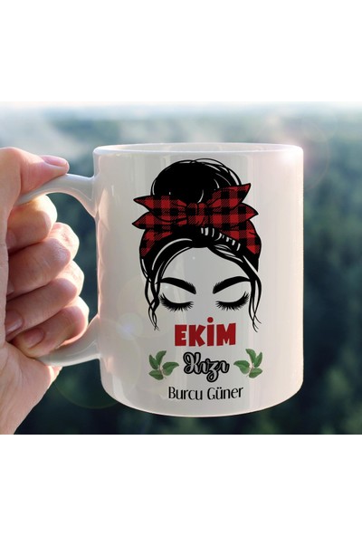 Doğum Günü Ekim Kızı Kişiye Özel Hediye  Beyaz Baskılı  Kupa