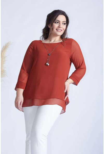 Moda Berray 1934 Tarçın Kolye Yakalı Şifon Büyük Beden Şık Bluz Moda Berray 1934 Tarçın Kolye Yakalı Şifon Büyük Beden Şık Bluz