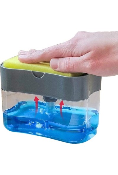 Pompalı Bulaşık Süngeri Hazneli Sıvı Sabunluk 380 ml Pompalı Bulaşık Süngeri Hazneli Sıvı Sabunluk 380 ml