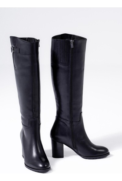 CZ London Deri Kadın Çizme Tokalı Kaymaz Taban