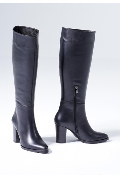 CZ London Deri Kadın Topuklu Düz Çizme