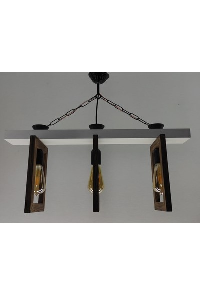 Boyalı Ahşap Dekor Tasarımlı Avize