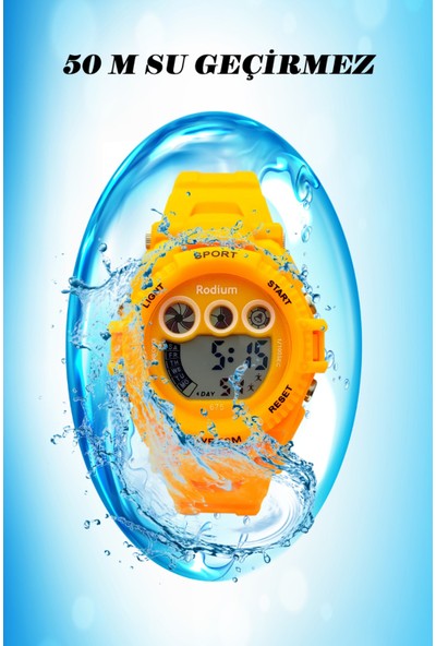 Rodium Su Geçirmez Işıklı Çocuk Kol Saati