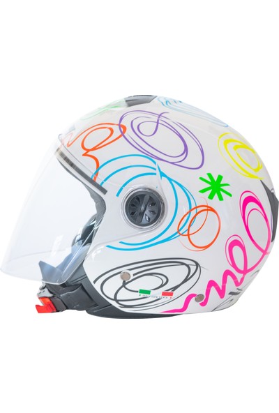 Sway Sw 715 Yarım White Flower Kask Sway Sw 715 Yarım White Flower Kask
