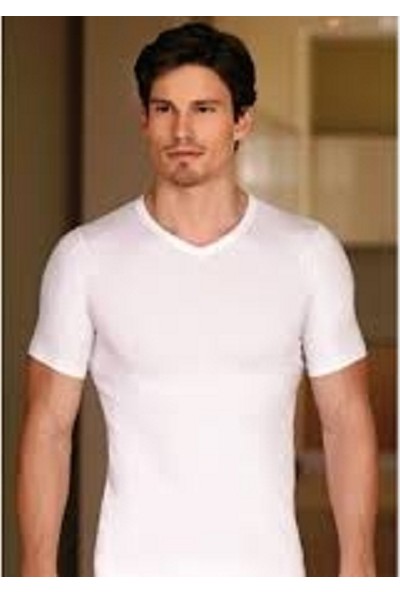 Tekyıldız Erkek Ribana V Yaka Yarım Kol Body 60