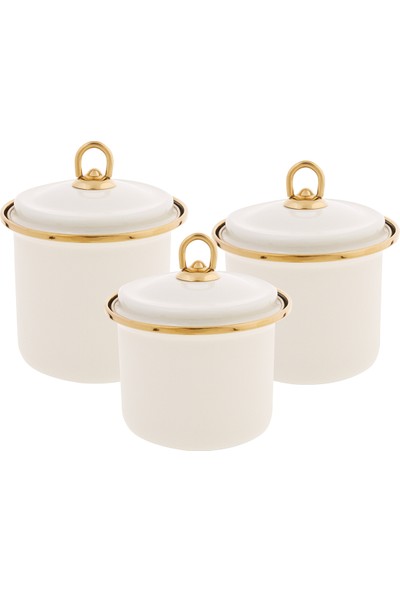 Karaca Retro Krem 3lü Emaye Saklama Kabı Karaca Retro Krem 3lü Emaye Saklama Kabı