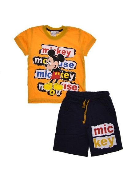 Mickey Mouse Desenli Cepli Şortlu Erkek Çocuk Takım 1-7 Yaş 5 Renk