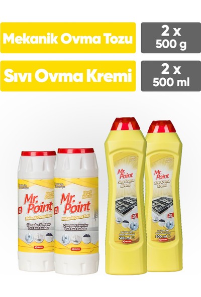Mr Point Mekanik Ovma Tozu 2 x 500 gr + Sıvı Ovma Kremi Set 2 x 500 ml
