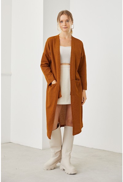 Lime Moda Iki Cep Hırka-Taba Lime Moda Iki Cep Hırka-Taba