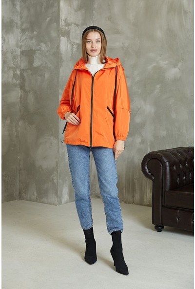 Lime Moda Salaş Yağmurluk-Oranj Lime Moda Salaş Yağmurluk-Oranj