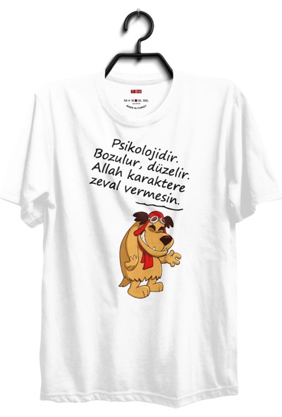 Tshirtbaskıhane Beyaz Bisiklet Yaka Unisex Tişört Psikoloji