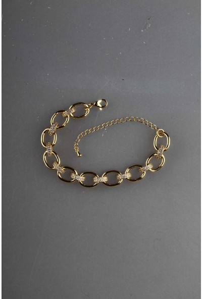 Gold Bijuteri Kadın Bileklik Altın Kaplama Zirkon Taşlı Halka