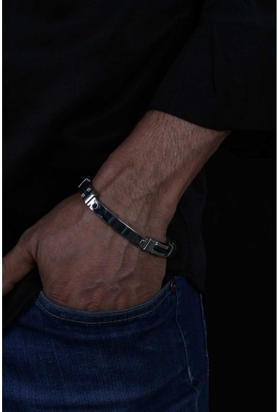 Vercetti Gümüş Bijuteri Erkek Bileklik Çelik Isim Yazılabilen Plakalı Model