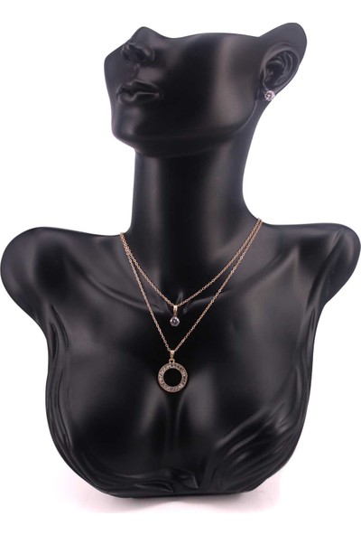 Beoje Gold Bijuteri Kolye Taşlı Dairesel Temalı 2 Adet