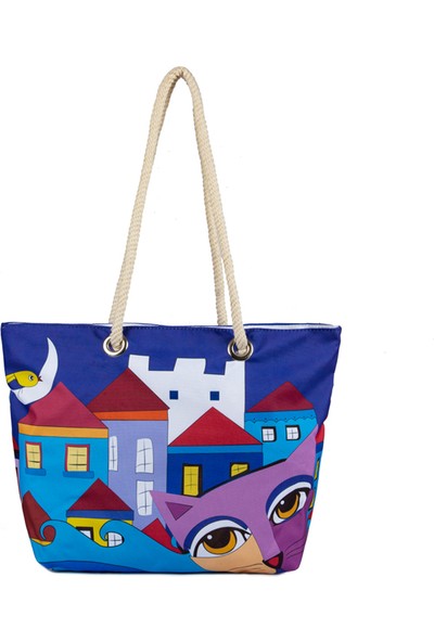 Biggdesign Owl And City Alışveriş ve Plaj Çantası