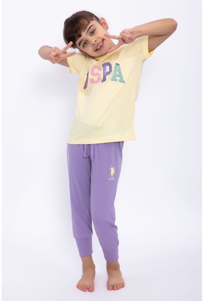 U.S. Polo Assn. Payetli Açık Sarı Kız Çocuk Eşofman Takımı U.S. Polo Assn. Payetli Açık Sarı Kız Çocuk Eşofman Takımı