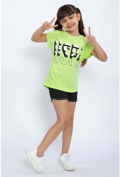 U.S. Polo Assn. Lime Yeşili Kız Çocuk Şort Takım