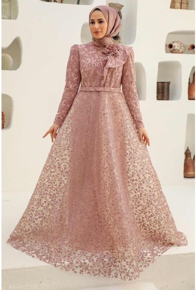 Neva Style Tesettürlü Abiye Elbise - Dantelli Gül Kurusu Tesettür Abiye Elbise 22421GK Neva Style Tesettürlü Abiye Elbise - Dantelli Gül Kurusu Tesettür Abiye Elbise 22421GK