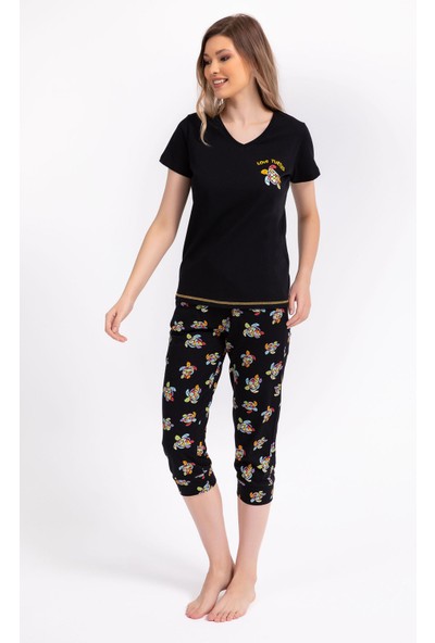 Arnetta Love Turtles Siyah Kadın Kapri Takım Arnetta Love Turtles Siyah Kadın Kapri Takım