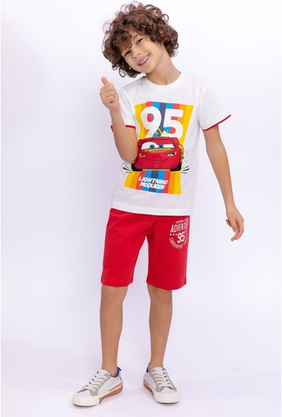 Cars7 Lightning Mcqueen Krem Erkek Çocuk Bermuda Takım