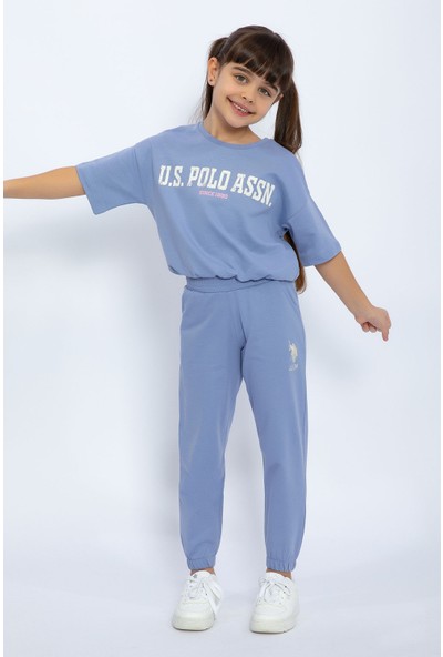 U.S. Polo Assn. Lastik Detaylı Pembe Kız Çocuk Eşofman Takımı