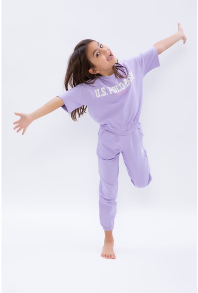 U.S. Polo Assn. Lastik Detaylı Lila Kız Çocuk Eşofman Takımı