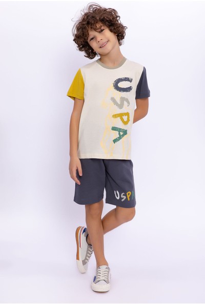 U.S. Polo Assn. Fildişi Füme Erkek Çocuk Bermuda Takım