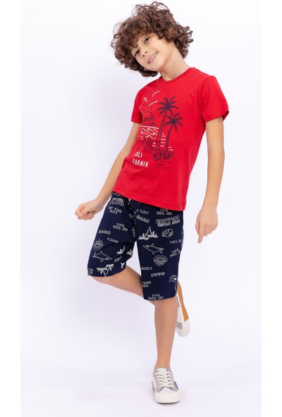 RolyPoly California Kırmızı Erkek Çocuk Bermuda Takım