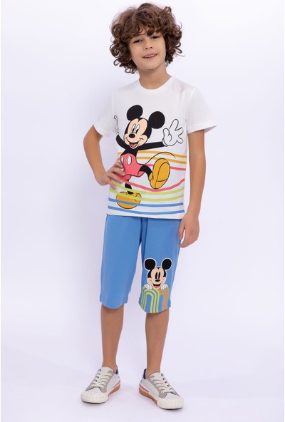 Mickey Mouse Krem Erkek Çocuk Kapri Takım Mickey Mouse Krem Erkek Çocuk Kapri Takım