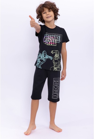 Avengers Marvel Siyah Erkek Çocuk Kapri Takım