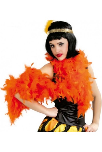 Mikail AVM Turuncu Renk Kabarık Tüylü Otriş Boa Dekorasyon Tüy 180 cm