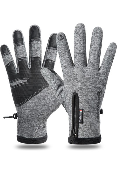 Farfi Fermuar Desenli Dokunmatik Parmak Eldiven - L/gri (Yurt Dışından)